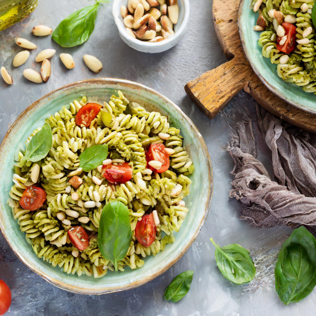 Summer pasta salad with avocado pesto - Veggie Vibes & Vines