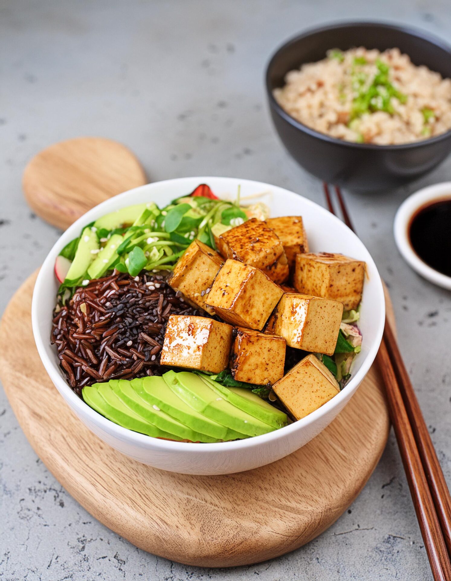 Ginger Soy Tofu & Veggie Bowl | Healthy Tofu Bowl with Brown Rice and ...