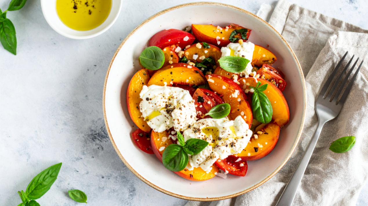 Peach Burrata Tomato Salad | Fresh and Sophisticated Summer Salad Recipe