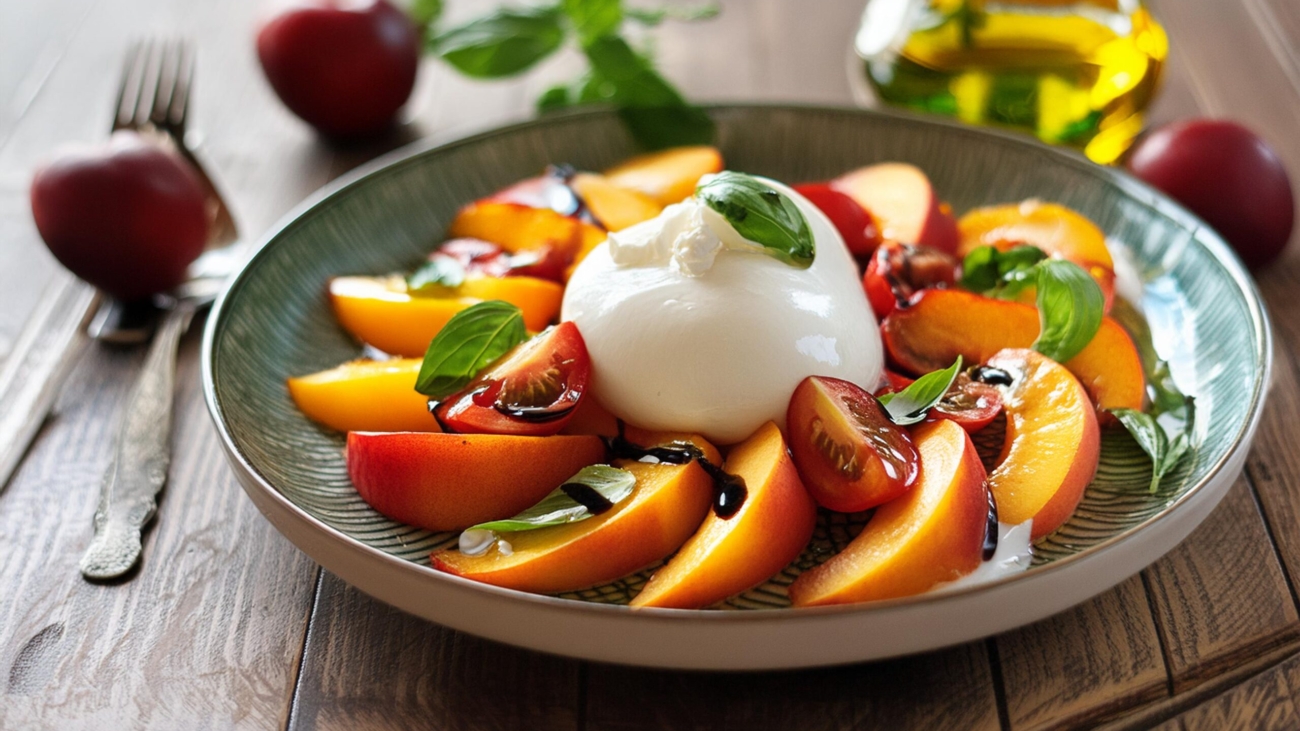 Peach Burrata Tomato Salad | Fresh and Sophisticated Summer Salad Recipe