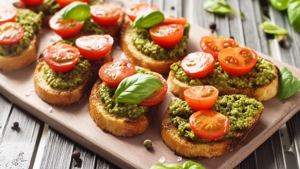 Tomato Basil Pesto Toast | Flavorful and Fresh Breakfast or Snack Recipe