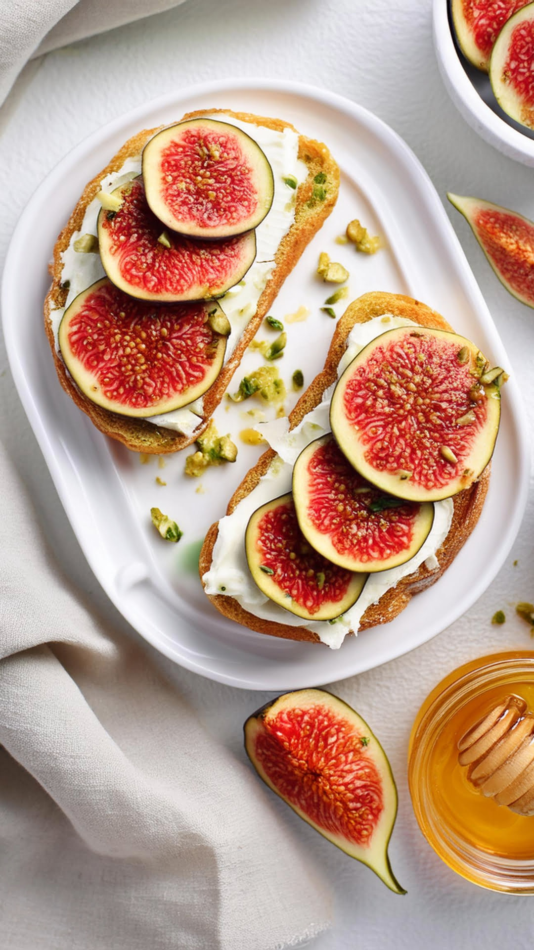 Greek Yogurt and Fig Toast with Honey and Pistachios | Simple and ...