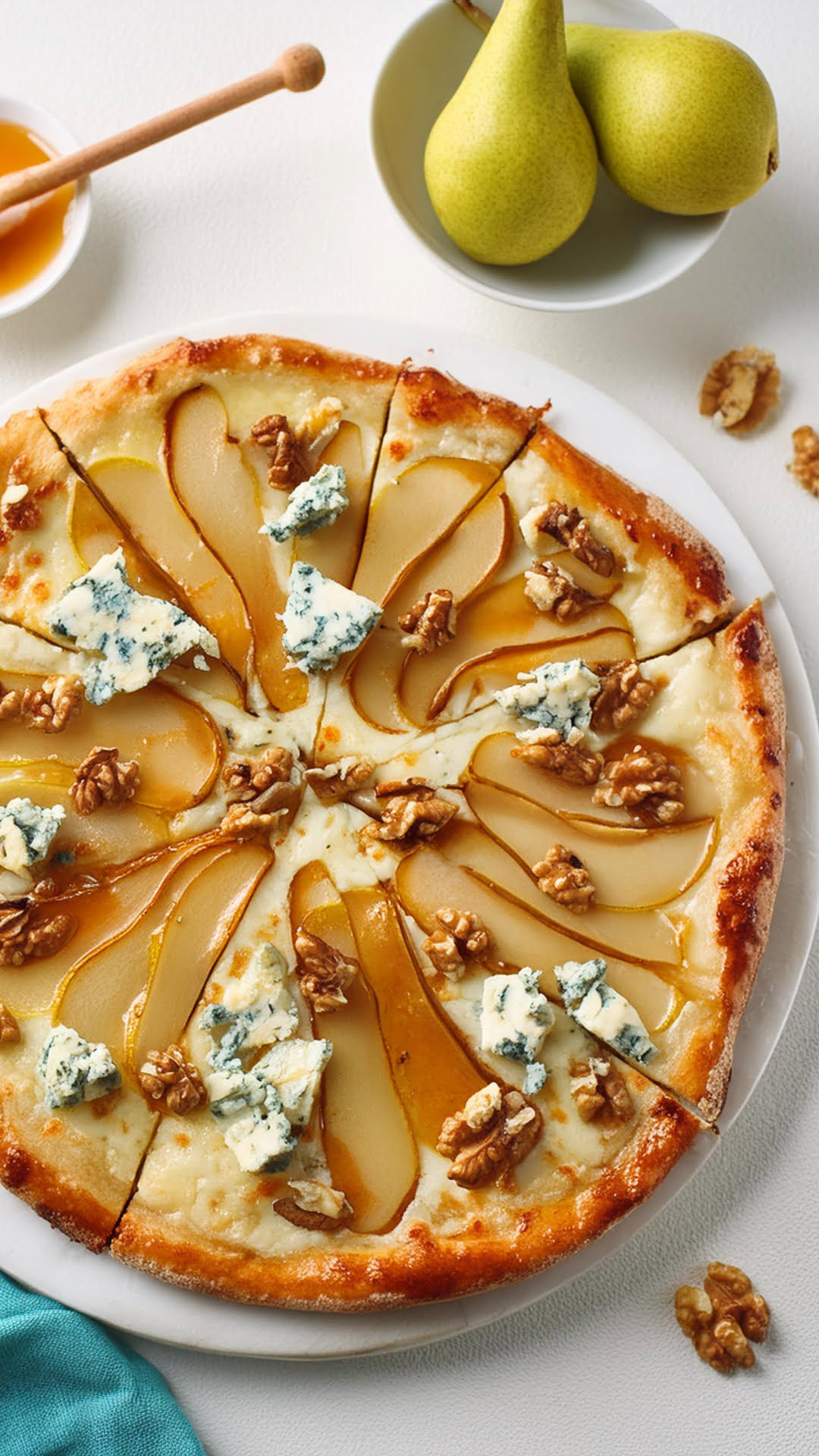 Caramelized Pear and Vegan Blue Cheese Pizza with Walnuts & Maple Syrup ...