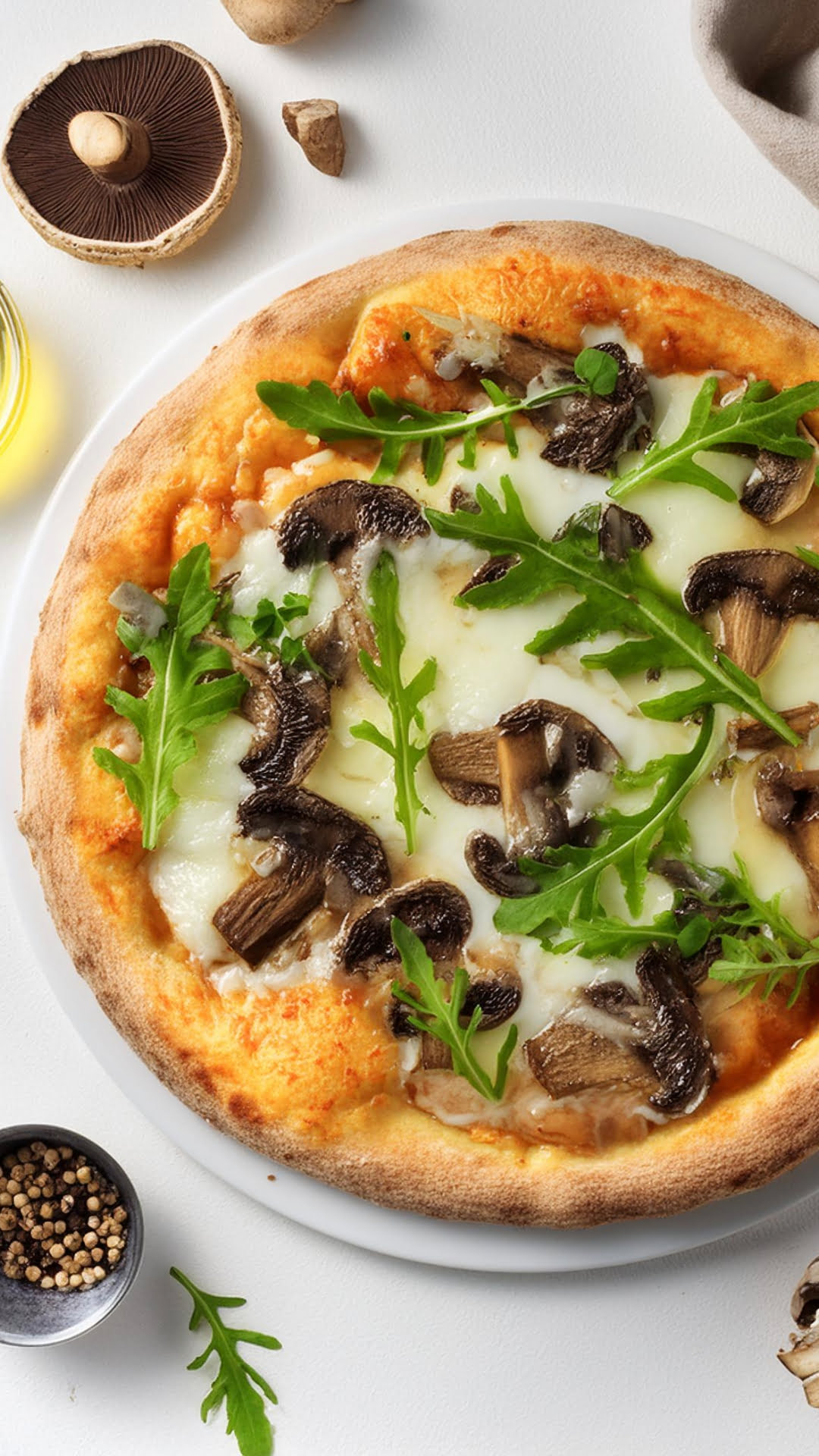 Mushroom & Truffle Pizza with Vegan Mozzarella & Arugula | Gourmet ...