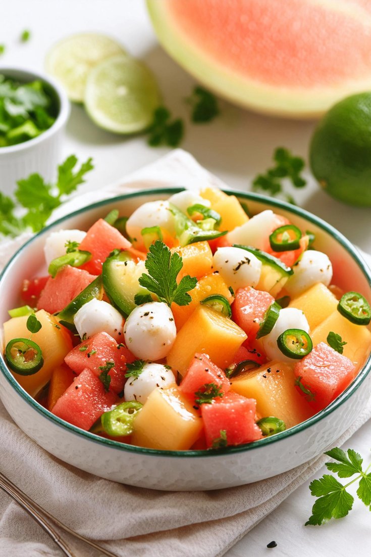 Spicy Melon Feta Salad with Jalapeño & Lime-Chili Dressing | Refreshing ...