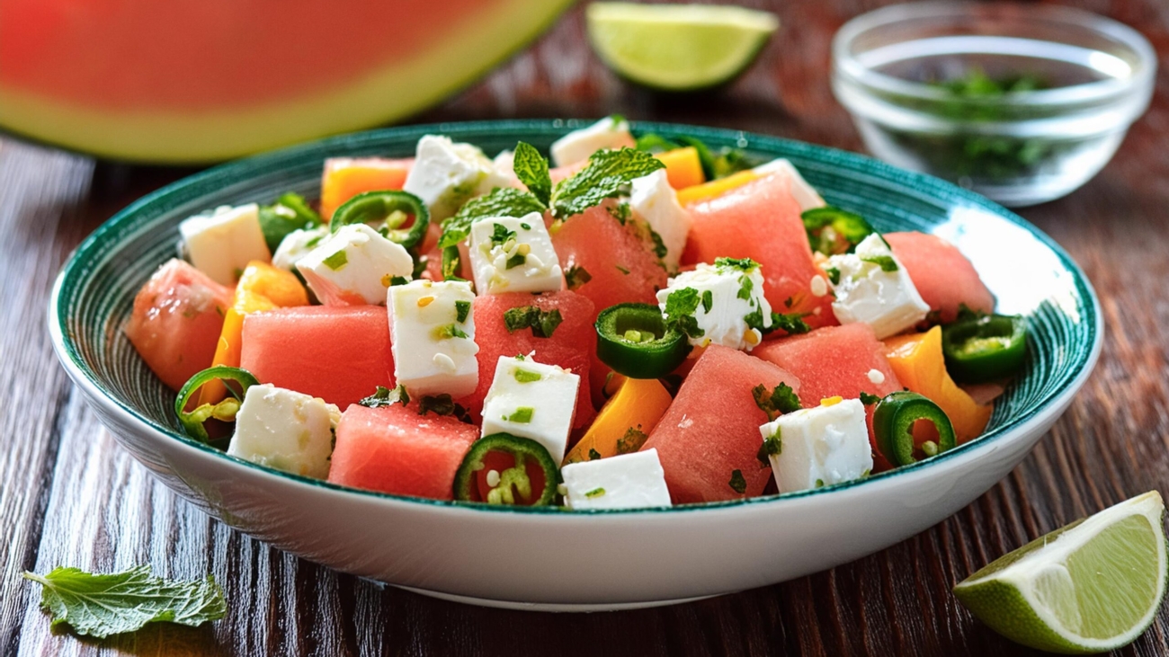 Spicy Melon Feta Salad with Jalapeño & Lime-Chili Dressing | Refreshing ...