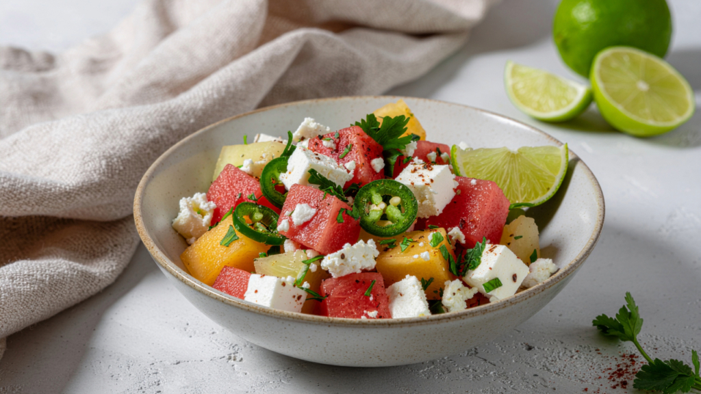 Spicy Melon Feta Salad with Jalapeño & Lime-Chili Dressing | Refreshing ...