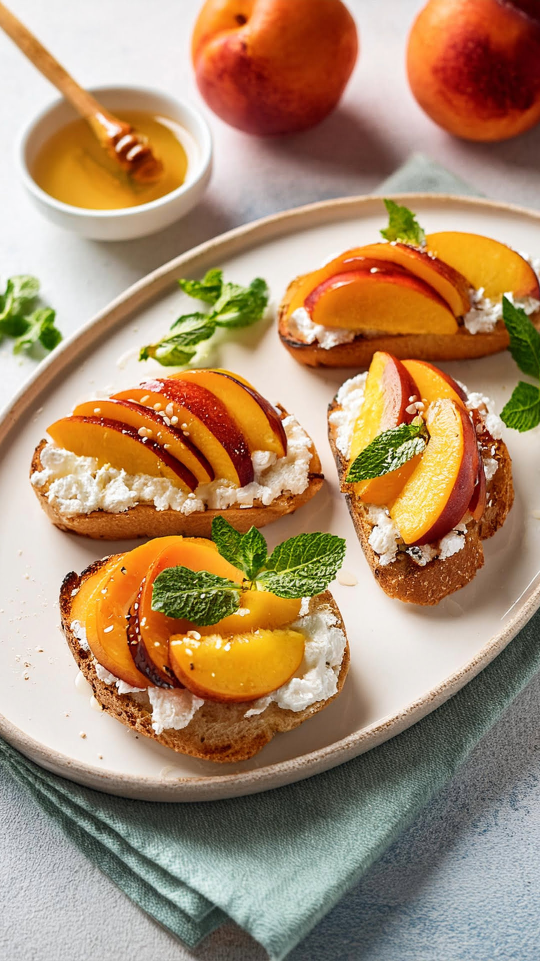 Peach Bruschetta | Perfect Summer Appetizer or Sweet Breakfast Recipe