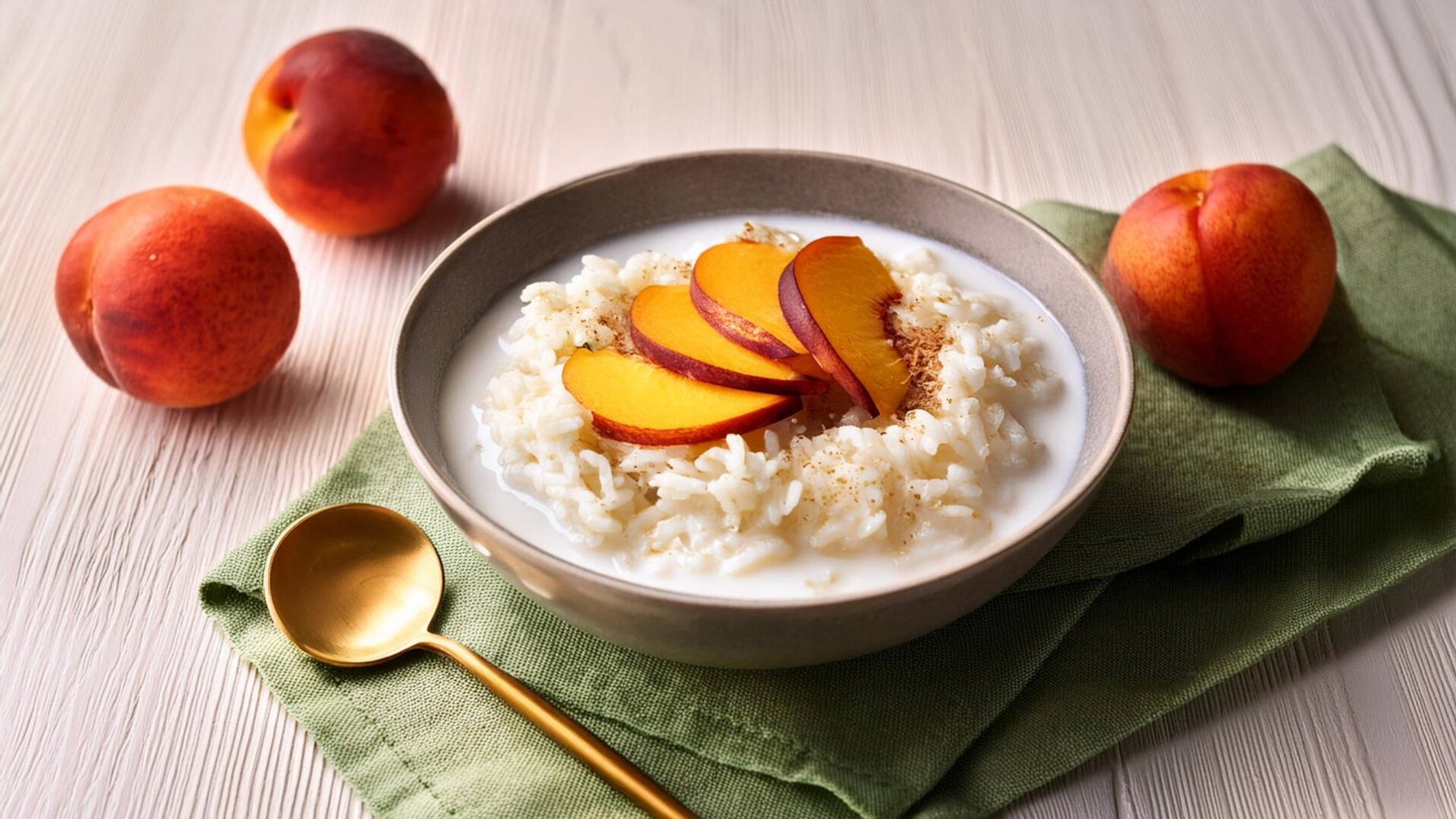 Vegan Peach Rice Pudding | Light & Healthy Dessert or Breakfast Recipe ...
