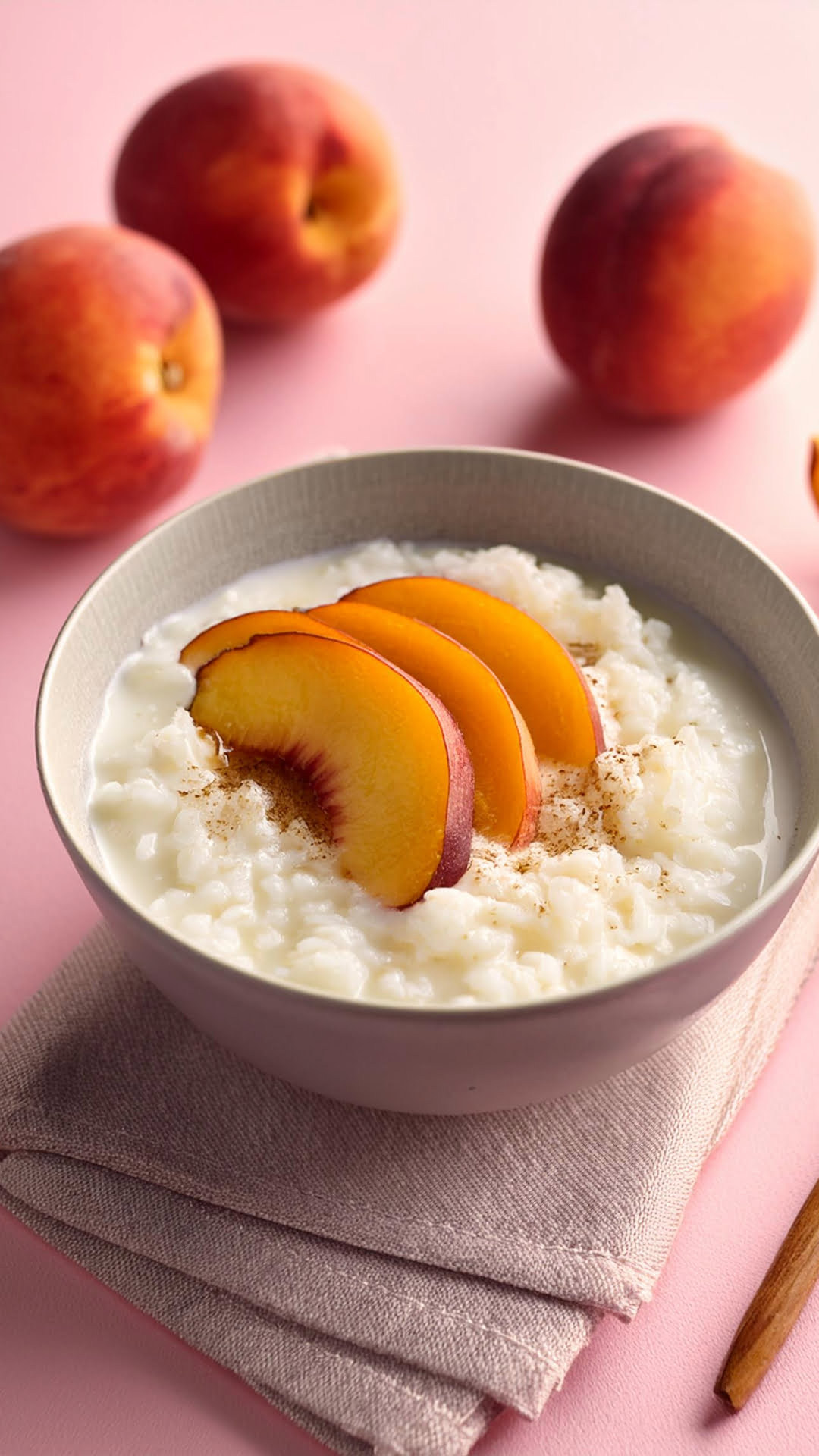 Vegan Peach Rice Pudding | Light & Healthy Dessert or Breakfast Recipe