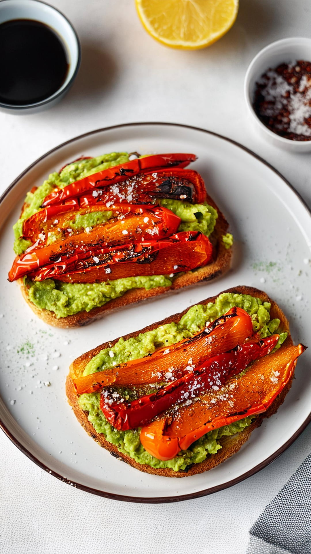 Avocado & Roasted Bell Pepper Toast with Balsamic Drizzle | Quick ...