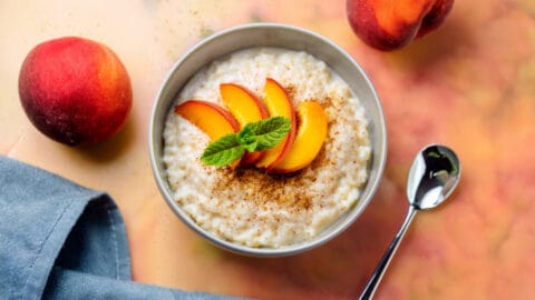 Vegan Peach Rice Pudding | Light & Healthy Dessert or Breakfast Recipe