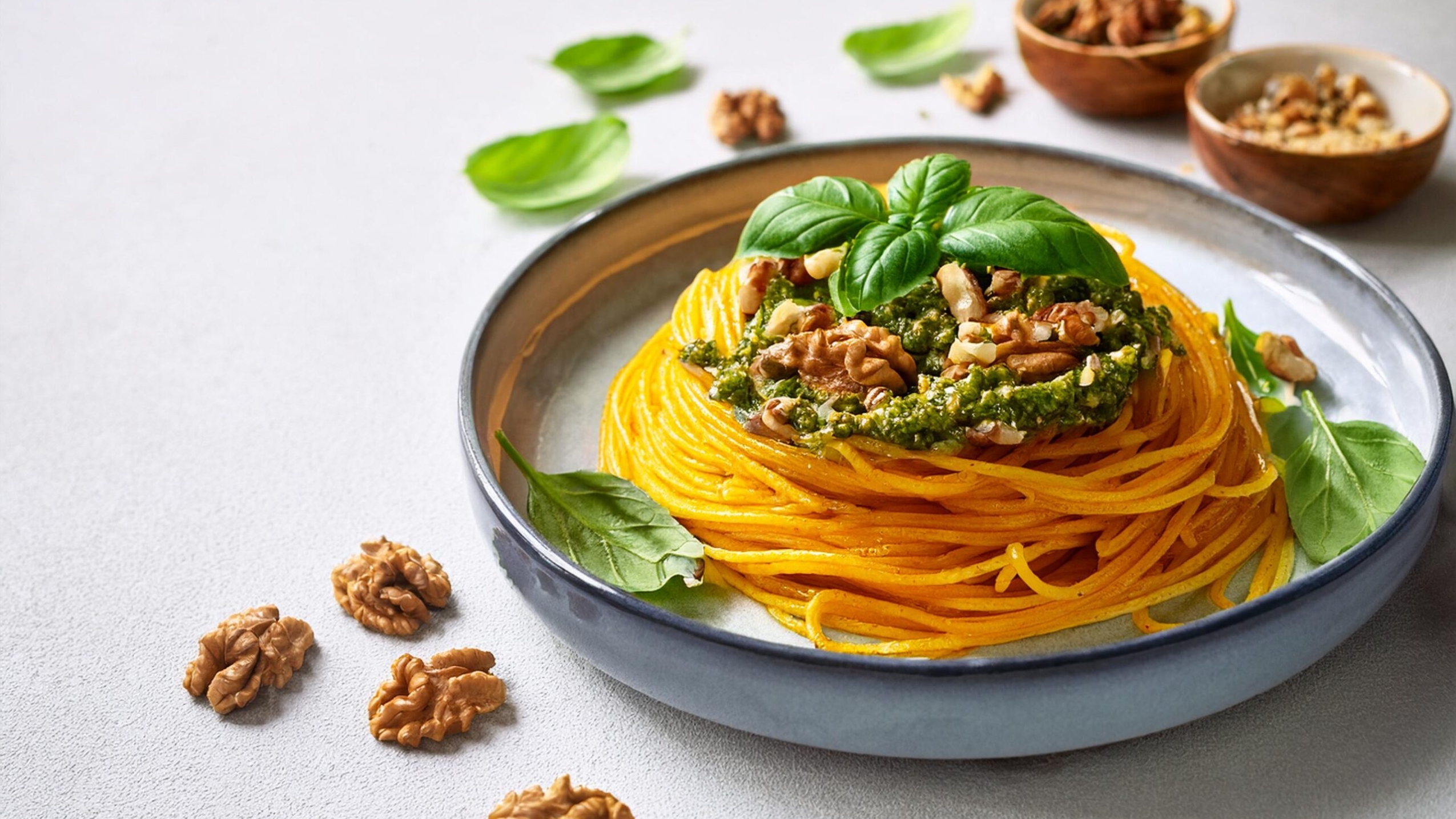 Spaghetti Squash with Walnut Pesto - Healthy, Low-Carb & Gluten-Free Recipe