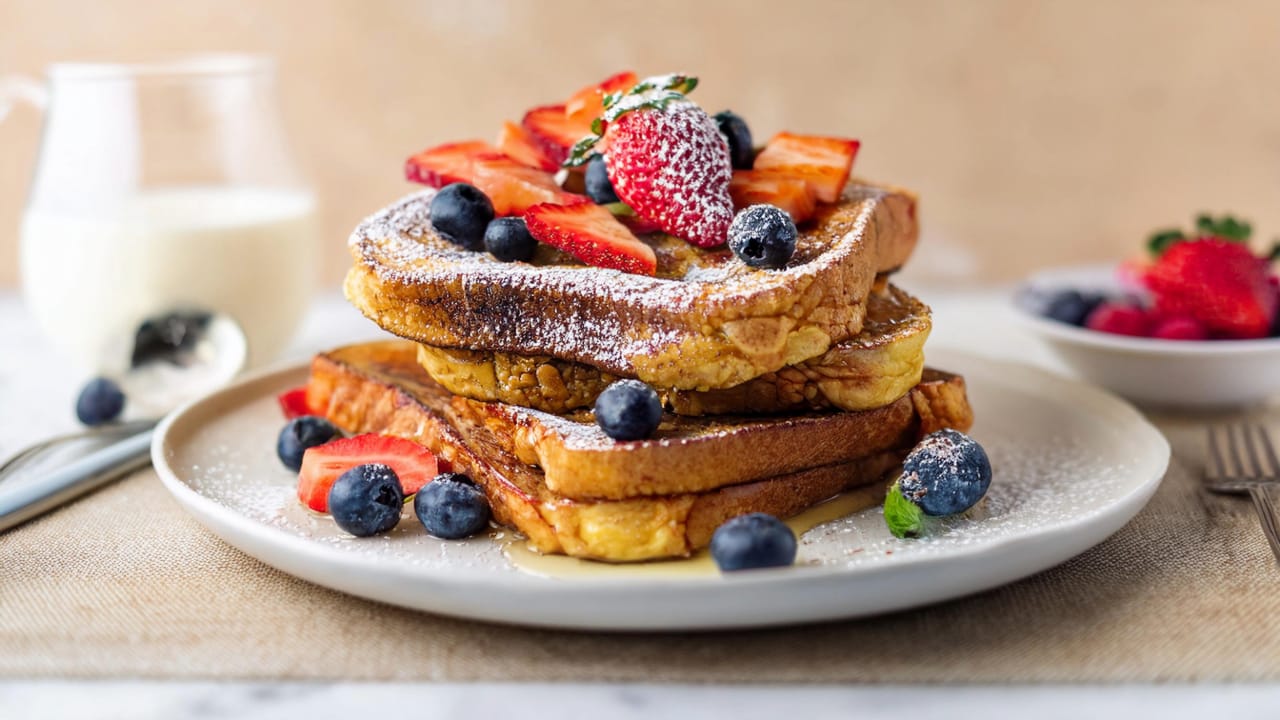 Ultimate Vegan French Toast Recipe: Golden-Brown & Fruit-Topped Delight