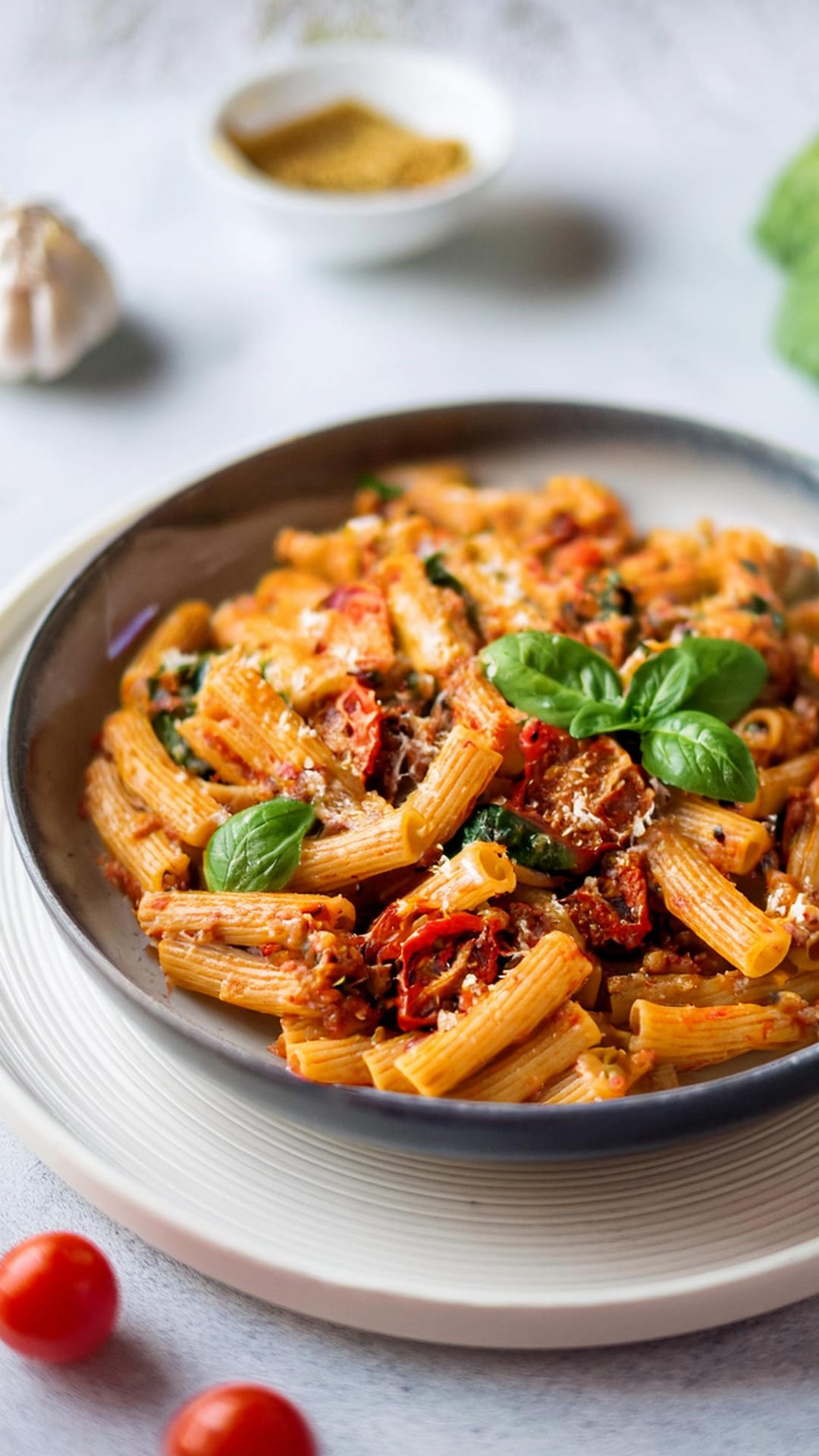 Easy Vegan Tuscan Rigatoni Recipe | Creamy & Flavorful