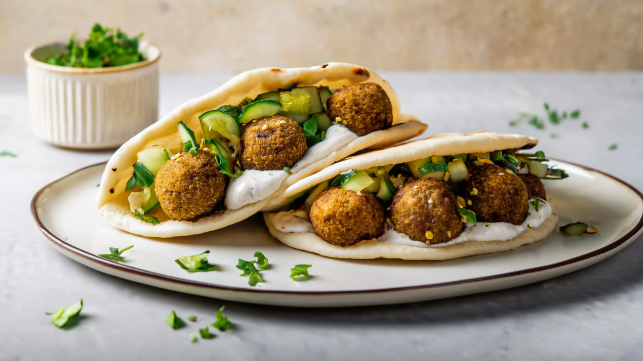 Crispy Wild Garlic Falafel: Vegan Bärlauch Falafel with Creamy Tahini Sauce