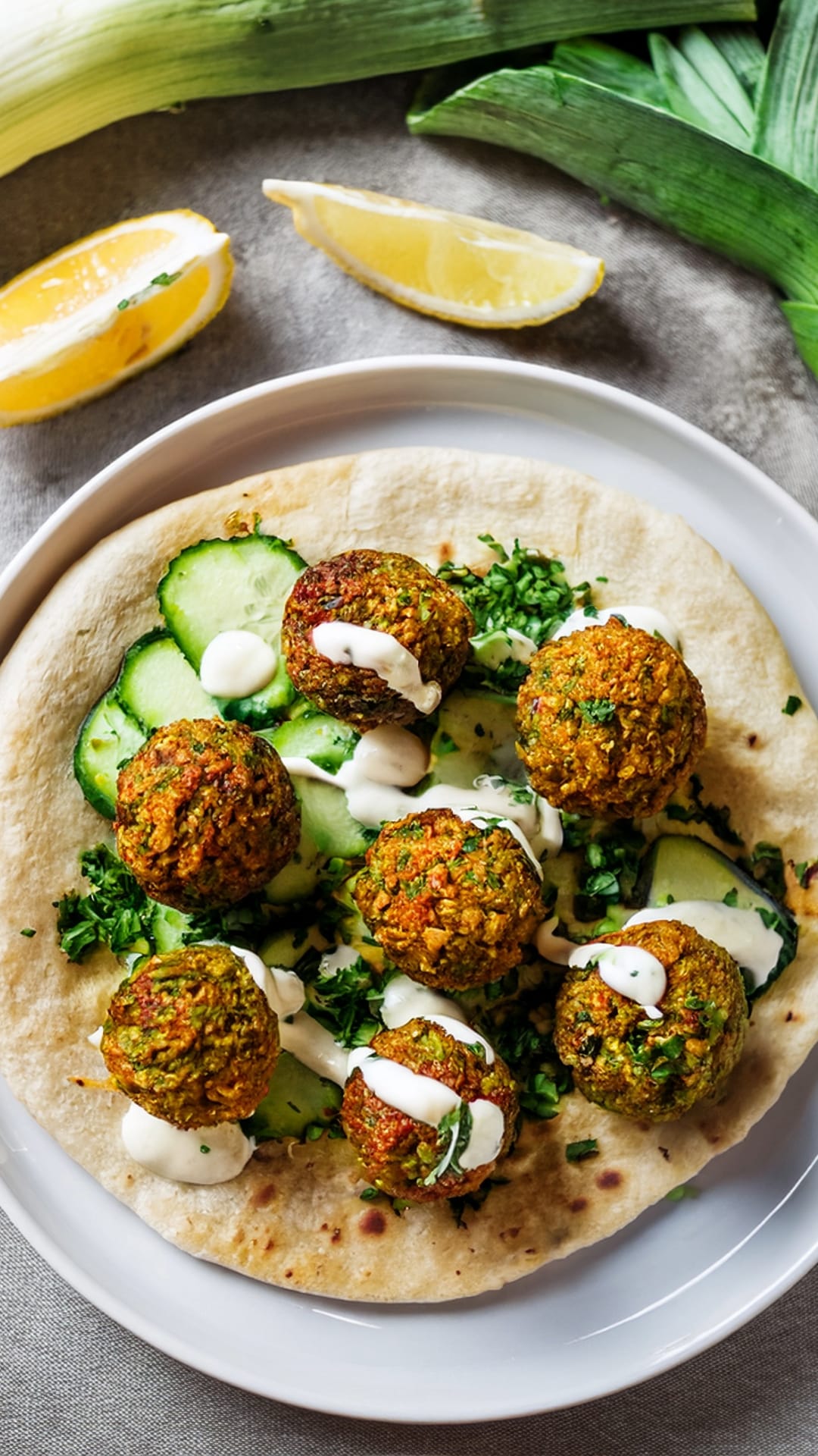 Crispy Wild Garlic Falafel: Vegan Bärlauch Falafel with Creamy Tahini Sauce