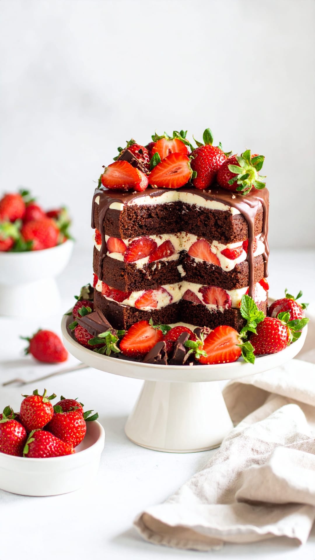 Triple Layer Strawberry Chocolate Cake | Decadent Chocolate Cake with ...