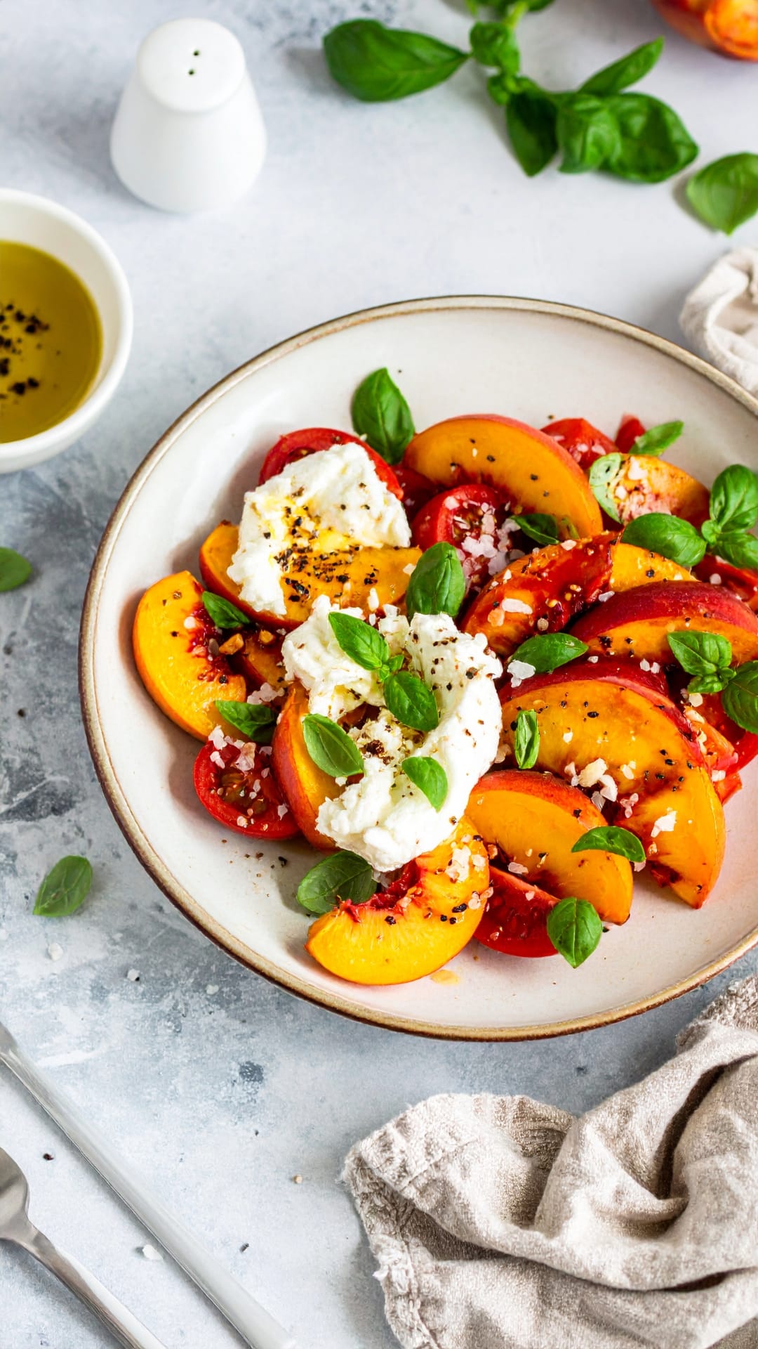 Peach Burrata Tomato Salad | Fresh and Sophisticated Summer Salad Recipe