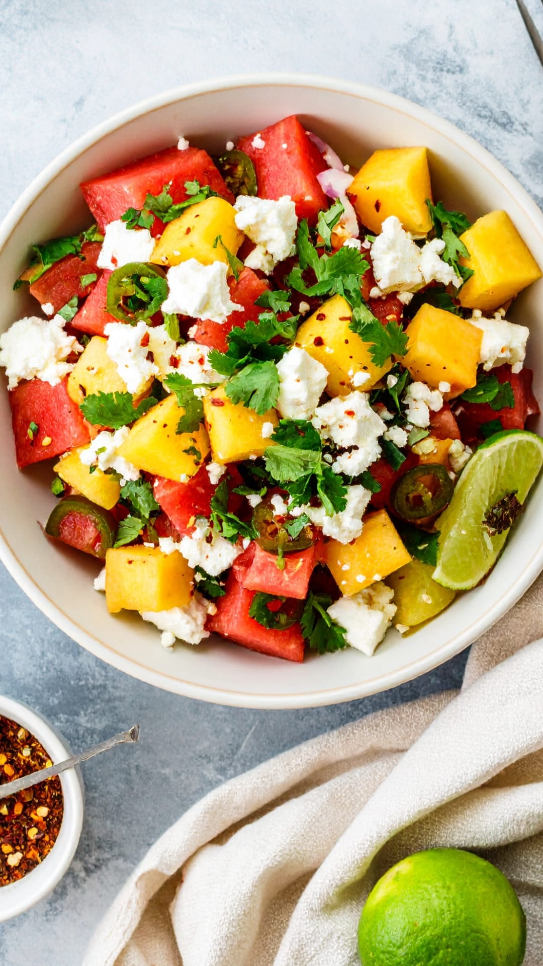 Spicy Melon Feta Salad with Jalapeño & Lime-Chili Dressing | Refreshing ...
